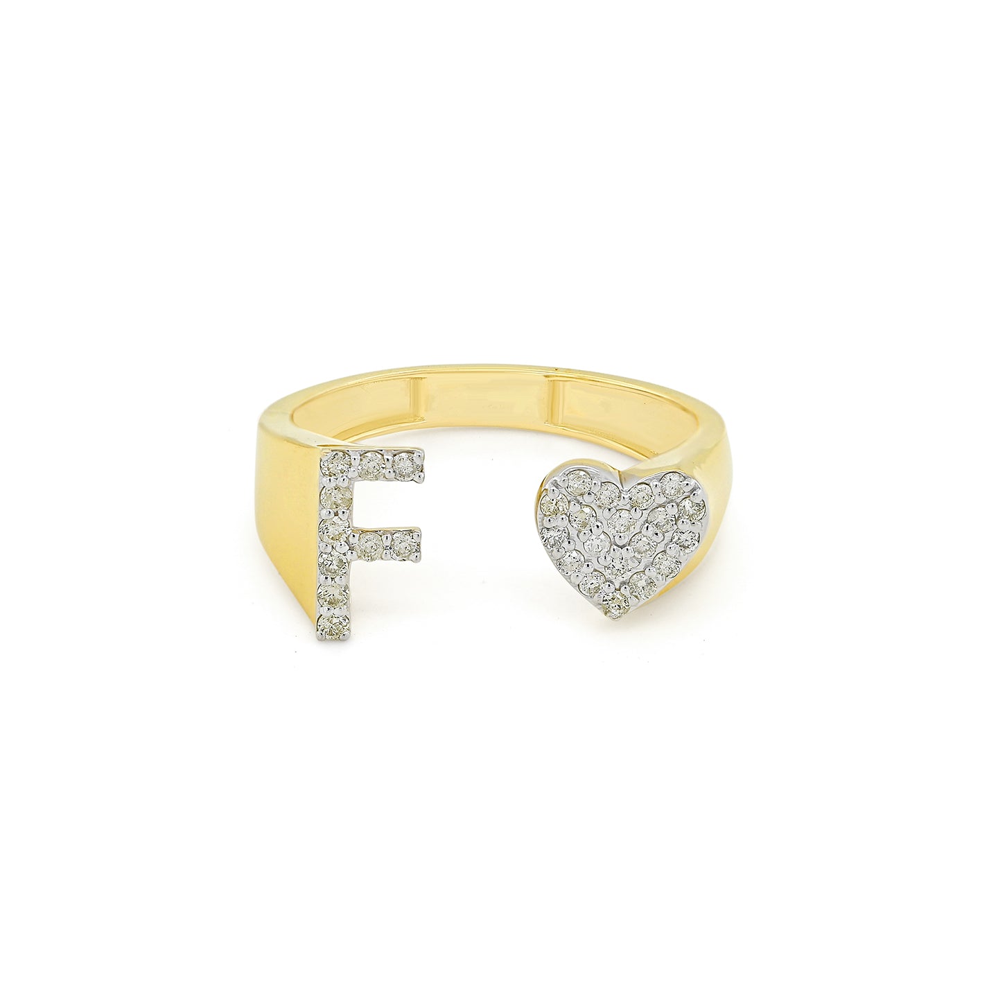 14K Gold letter F Ring 0.26 ctw – NYC Luxury