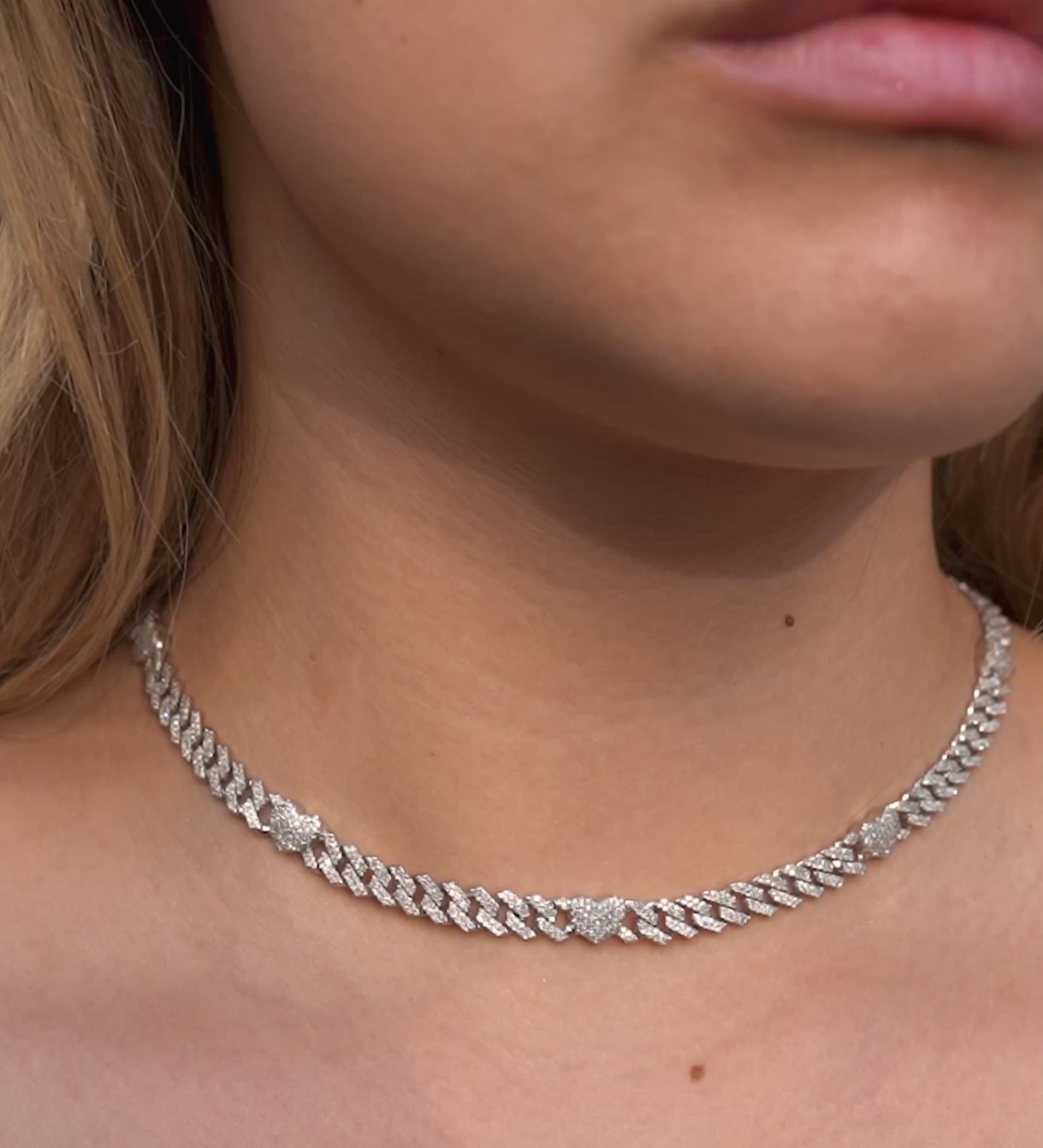 White gold cuban choker store
