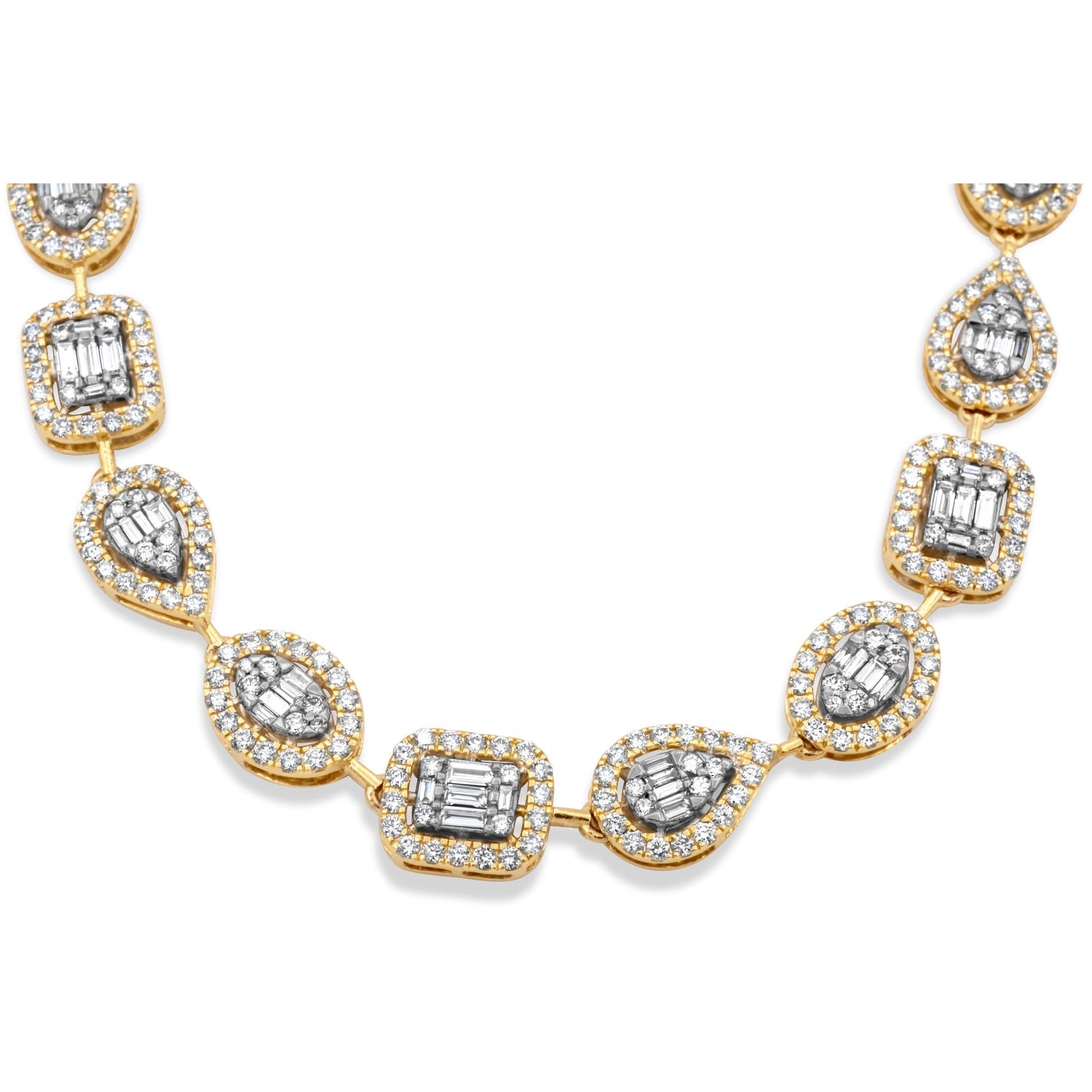 14k Solid Gold Fancy Shape Baguette Diamond Chain 14.87ctw – NYC Luxury
